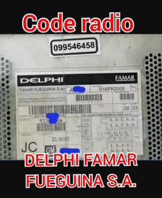 Code sblocco unlock radio DELPHI FAMAR FUEGUINA S.A. FOR GM FIAT ...