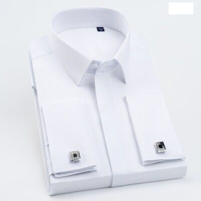 Mens Dress Shirts Long Sleeves French Cuff Formal Business With ...