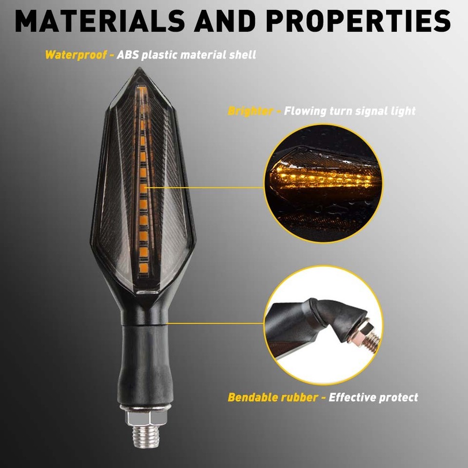 LED Motorcycle Turn Signals Driving Amber Light Universal Brake Lamp ...