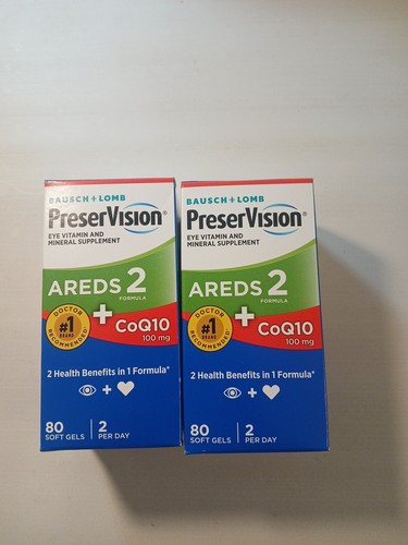 2 Boxes PreserVision Areds 2 + CoQ10 -100mg 80 soft gels each EXP 11/ ...