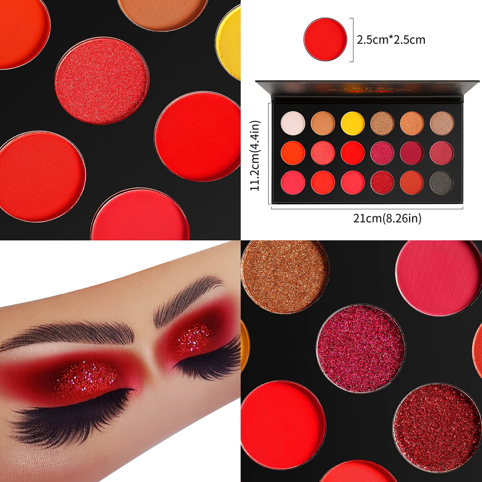 Red Eyeshadow Palette Highly Pigmented, Long Lasting True Red Eye ...