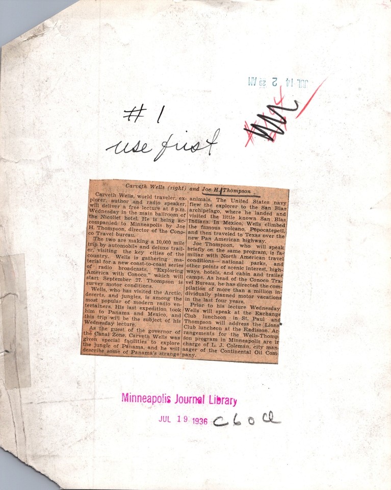 1936 Carveth Wells Joe Thompson Minneapolis Original Rare Press Photo ...