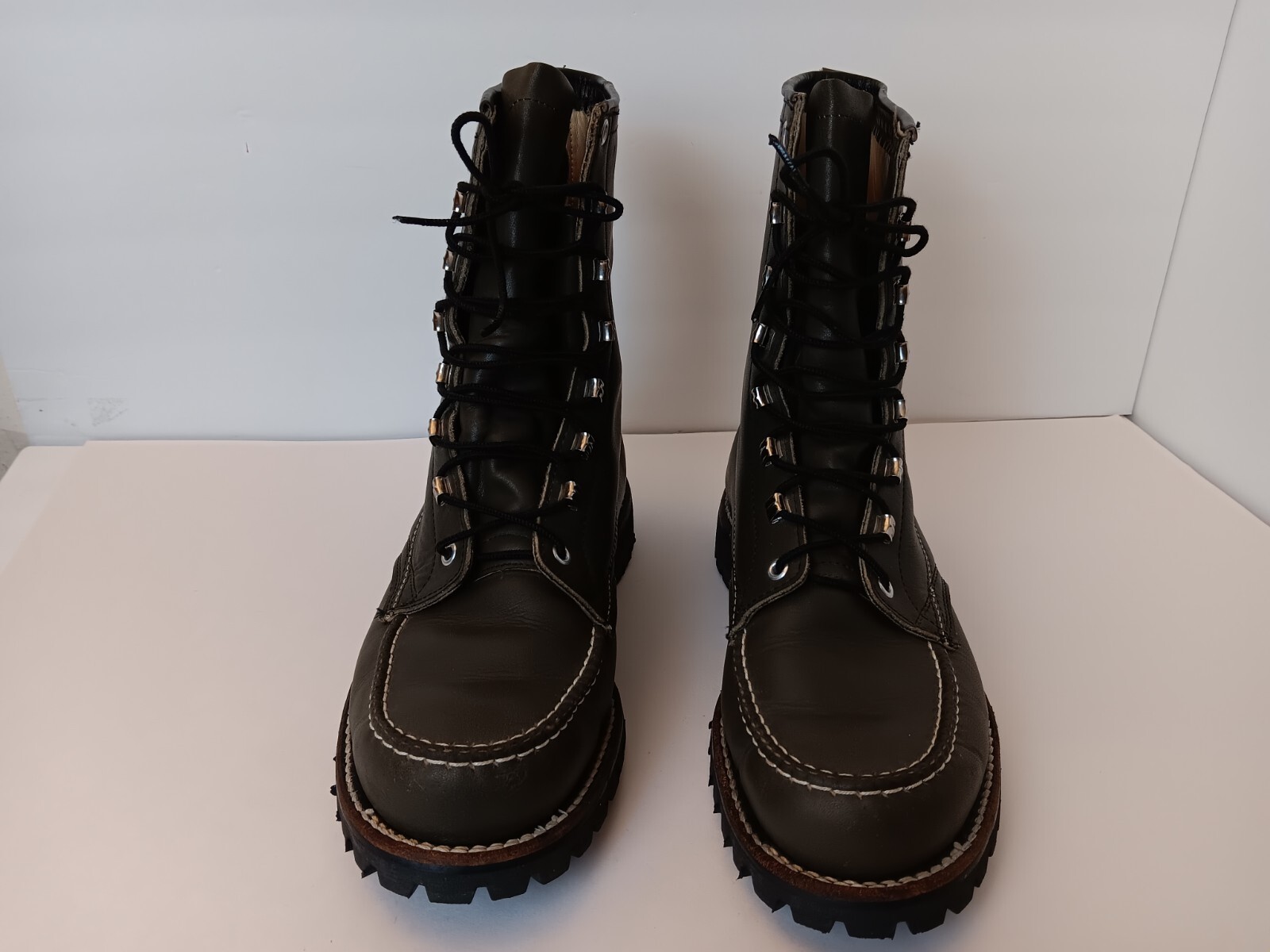 Sears Roebuck Wearmaster Leather Green Boots Men's Si… - Gem