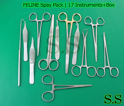 Feline Spay Pack | 17 Instruments+Box Stainless Steel Veterinary DS ...