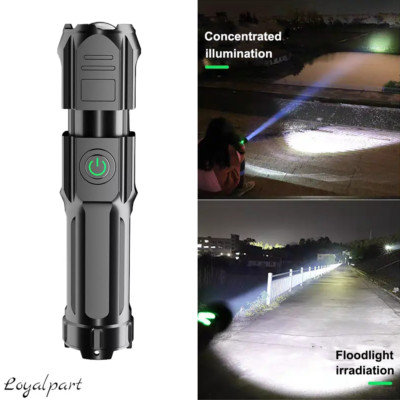 Rechargeable Super Bright LED Tactical Flashlight USB Work Light Torch ...