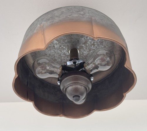 New Galvanized Metal Ceiling Light with Copper Tone Accents - Lighting ...