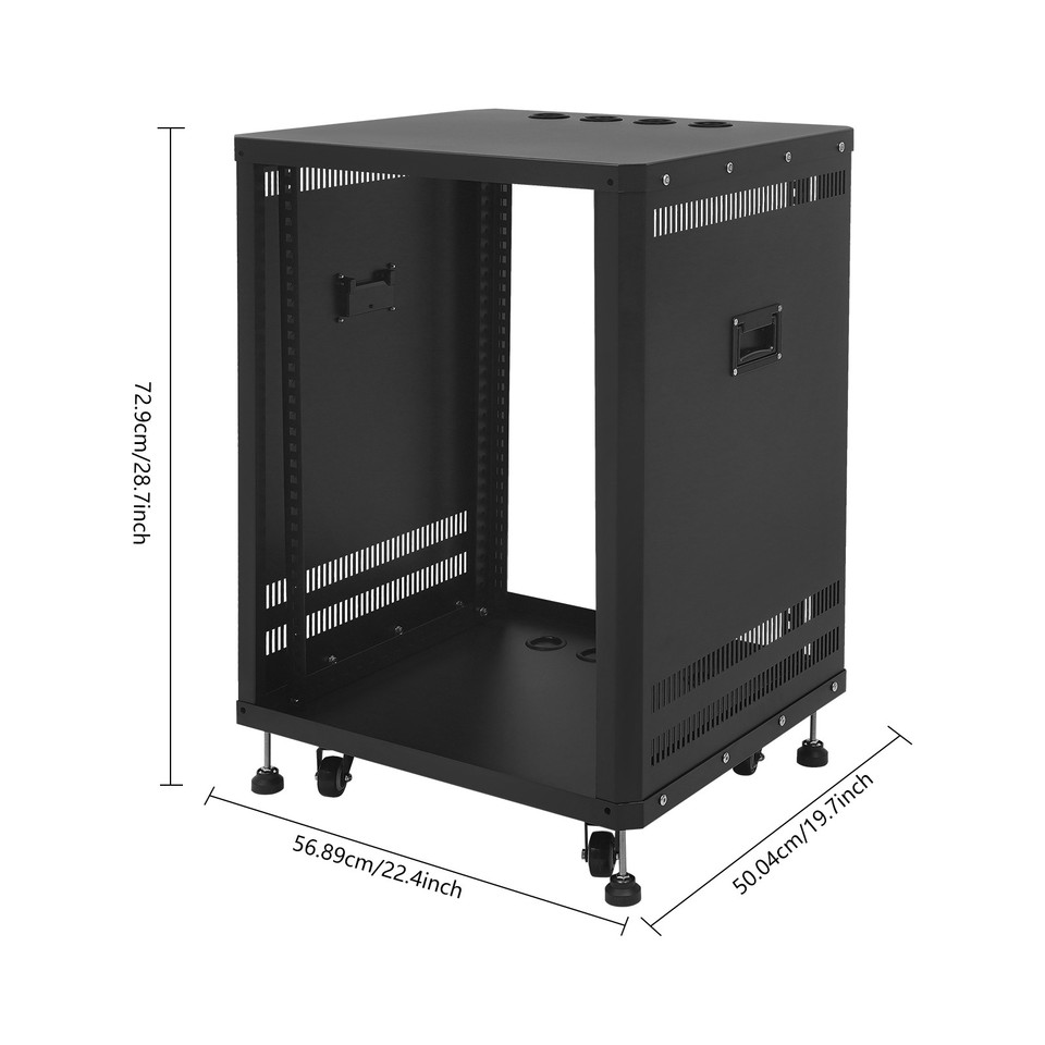 19'' 15U AV Equipment Rack w/ Caster Wheels Universal Network & Stereo ...