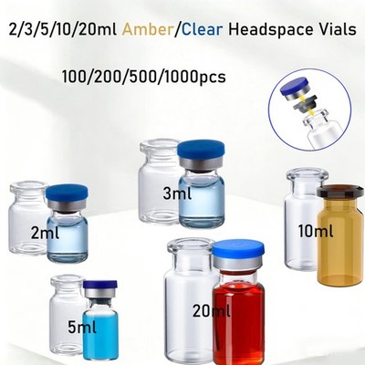 1000PCS 2/3/5/10/20ml Glass Vials Headspace Vials Lab Vials w/ Caps ...