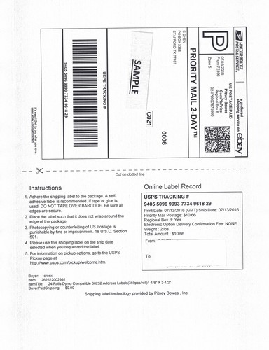 1000 Half Sheet Self Adhesive Shipping Label w/ receipt | eBay