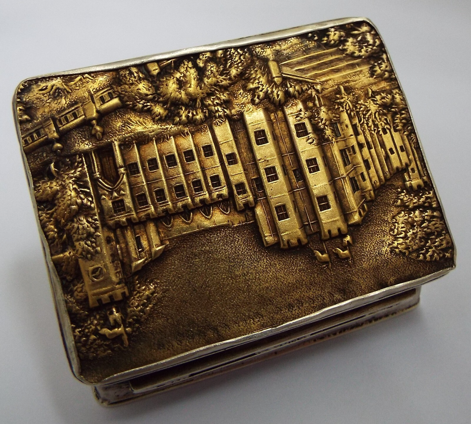 EXTREMELY RARE NAT MILLS ANTIQUE GEORGIAN 1835 SOLID SILVER CASTLE TOP ...