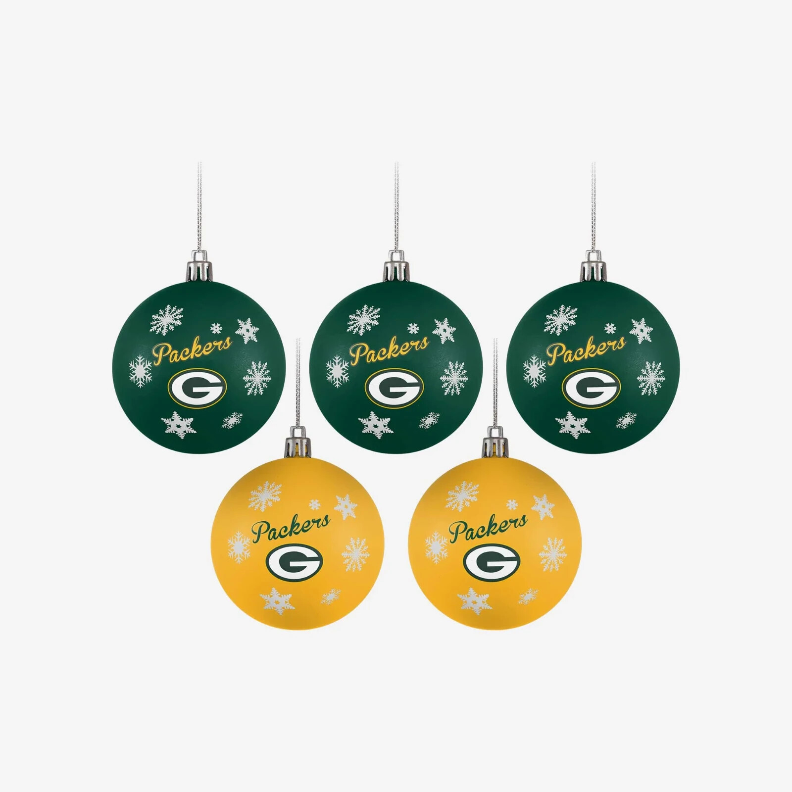 Green Bay Packers Shatterproof BALLS Christmas Tree Holiday Ornaments ...