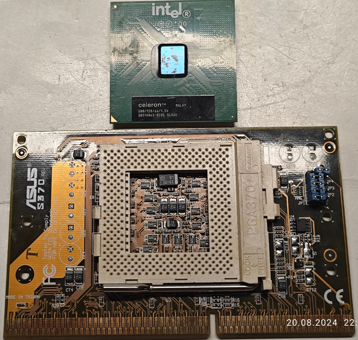 Asus S370 Rev 1.01 Socket 370 FC-PGA converter board + Celeron II CPU ...
