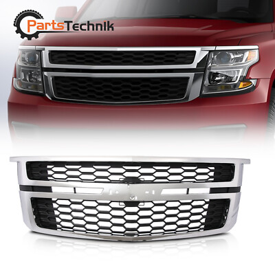 Chrome Black Front Bumper Upper Grille For 2015-2020 Chevrolet Tahoe ...