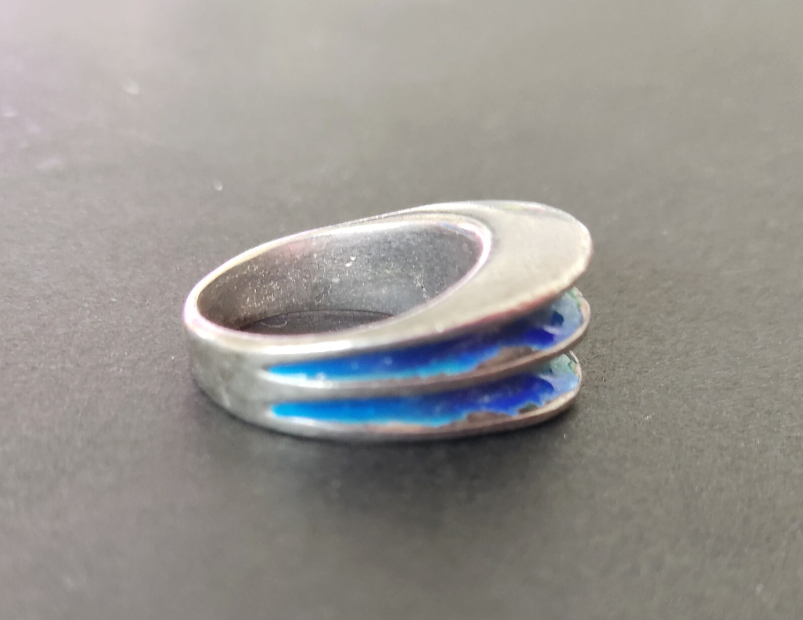 Vintage Russia 925 Sterling Silver No Stone Blue Gree… - Gem