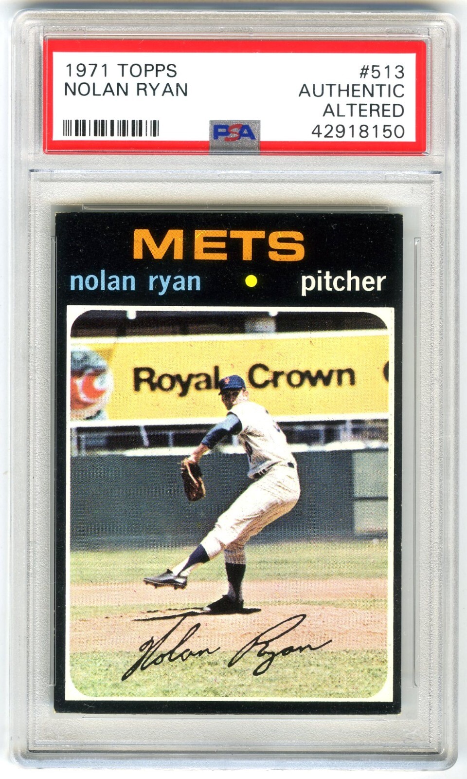 NOLAN RYAN~NEW YORK METS~1971 TOPPS PSA AUTHENTIC ALTERED MLB BASEBALL ...