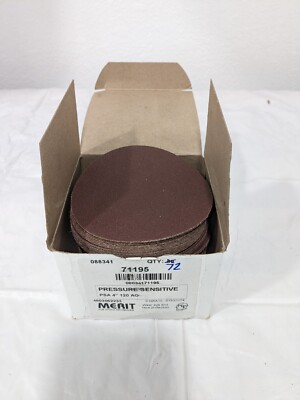 Merit PSA Disc: 4″ Disc Dia, 120 Grit, Aluminum Oxide Qty 72 ...