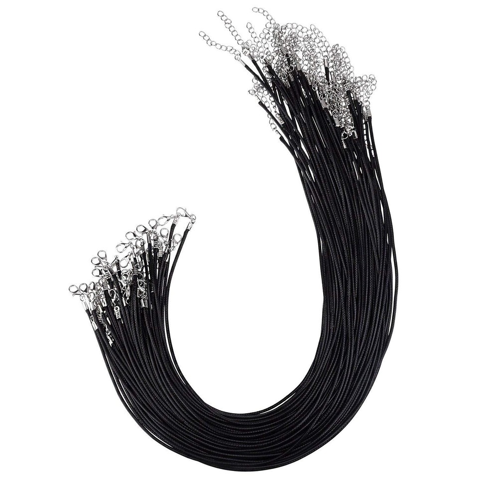 20" Necklace Cord Black Braided String Rope with Claw Clasp for Pendant ...