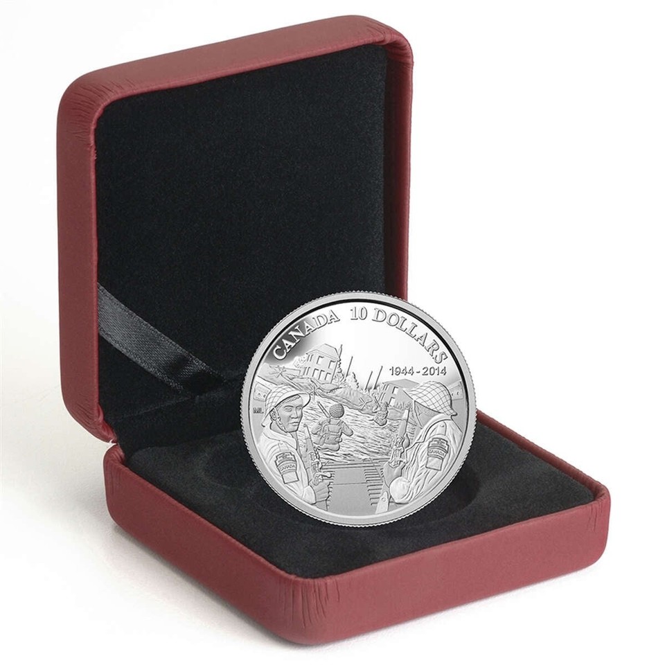 Canada 2014 D-Day Landing 1944 World War II 70th $10 Pure Silver Proof ...