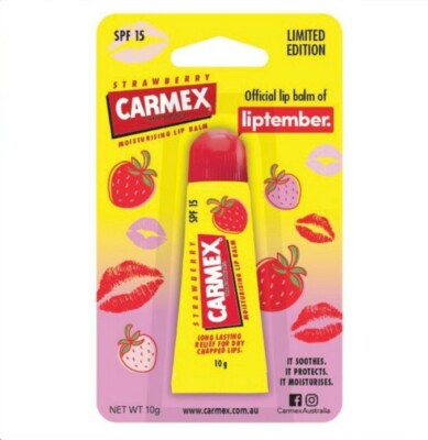 Carmex Liptember Strawberry 10g tube - SPF15 Moisturising Lip Balm | eBay