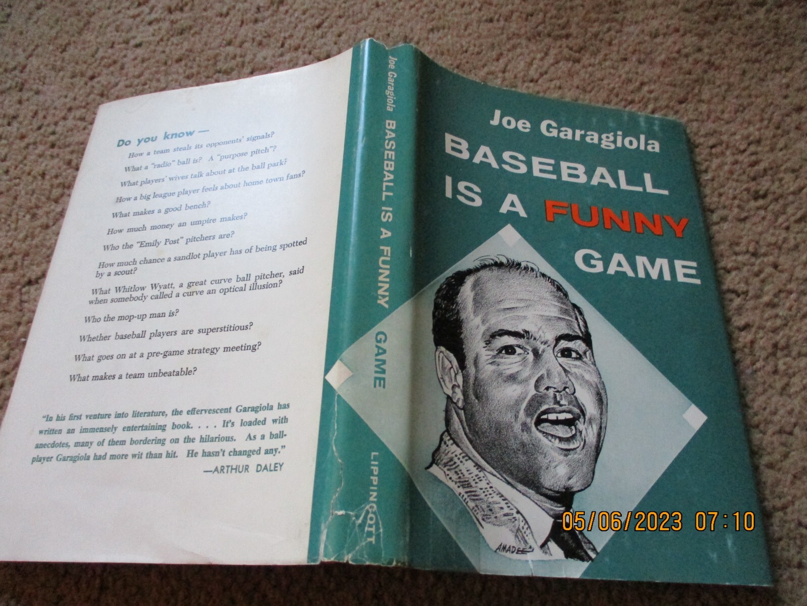 1960 Hard Cover Joe Garagiola Baseball is a FUNNY Game Book 192 pages ...