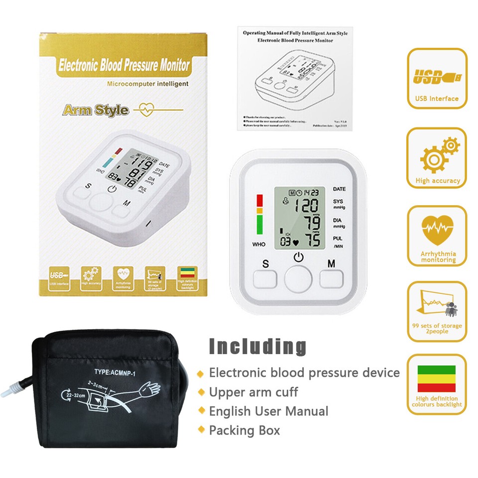 Smart Voice Machine Blood Pressure Monitor Automatic Arm Digital BP ...