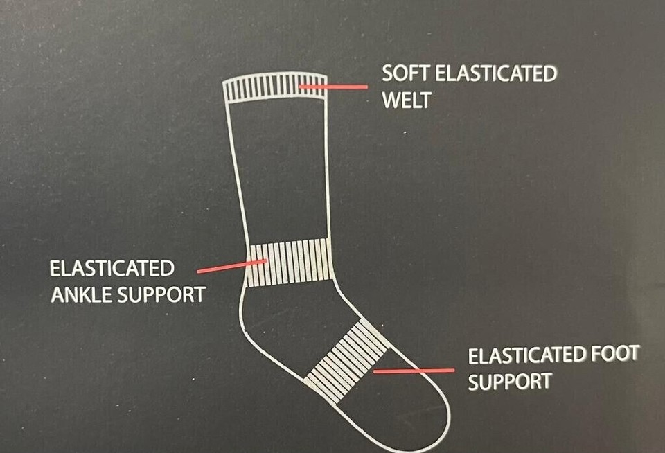 Cotton Rich Elasticated Welt Ankle & Foot Pack of 3 Mens Work Wear ...