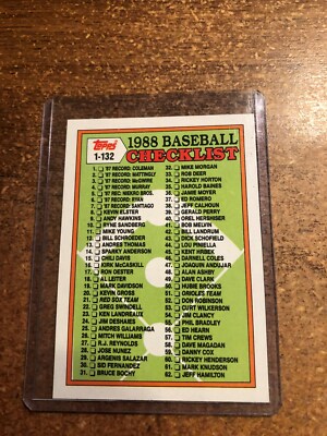 1988 Topps Baseball # 121 # 1 Checklist Cards 1-132 Unused | eBay