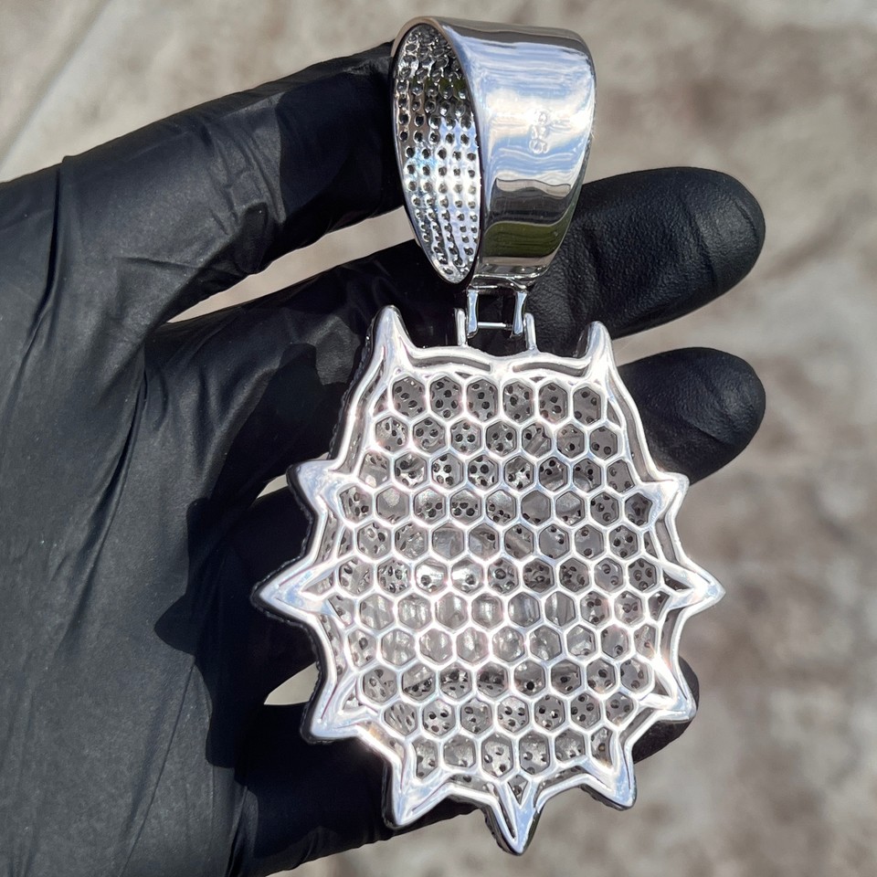 925 Sterling Silver Big Dog Pitbull CZ Iced Bling Out Huge Pit Bull Pendant 3.5" | eBay