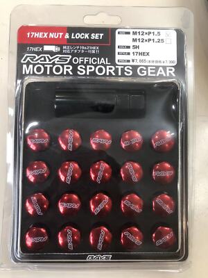 17 HEX RAVS Racing Red 32mm Steel Wheel Lug Nuts M12x1.5 20pcs /set | eBay