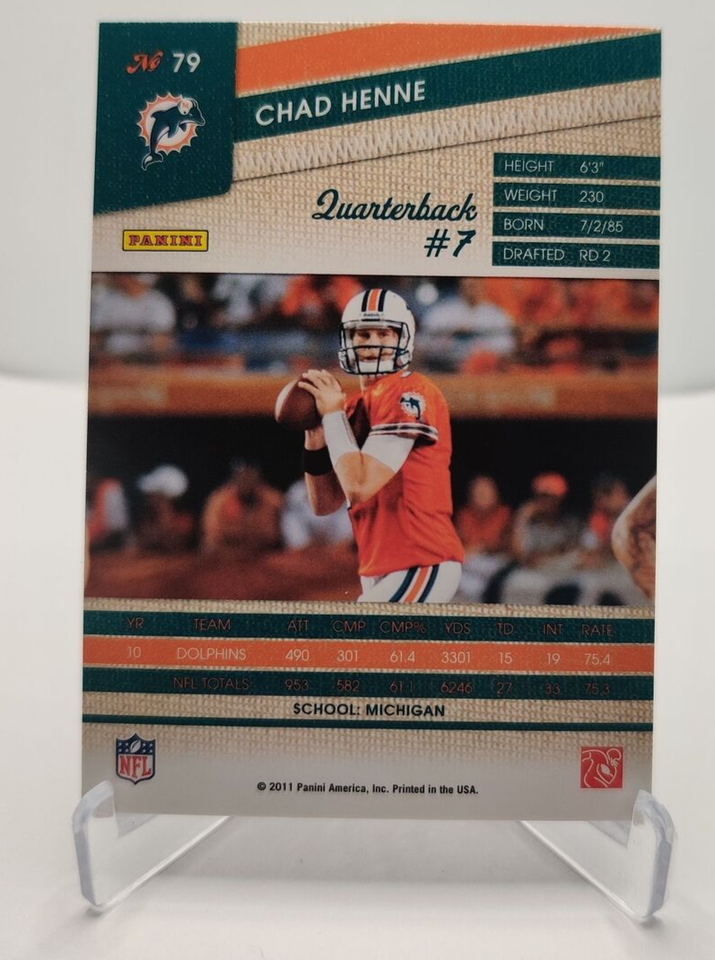 2011 Panini Threads Football Card #79 Chad Henne Miami Dolphins | eBay