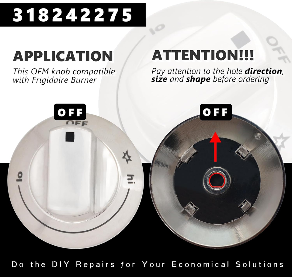318242275 Range Surface Burner Knob Gas Control Assembly Metal Base ...