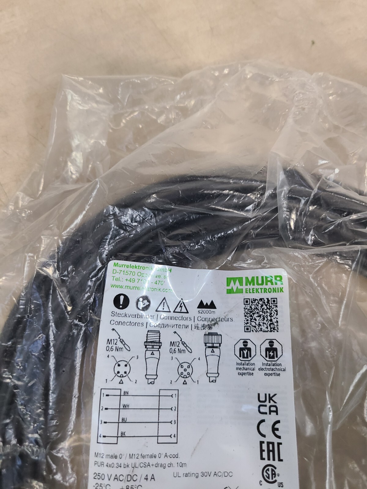 Murrelektronik 7000-40021-6341000 Cable With Connector 4-Poles | eBay