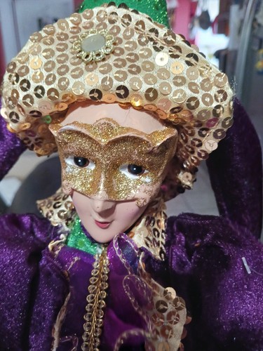 Mardi Gras Jester Doll In Gold Mask "25" Tall | eBay