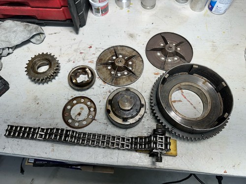 Harley OEM Shovelhead Primary Parts Clutch Basket,Sprocket, Tensioner ...