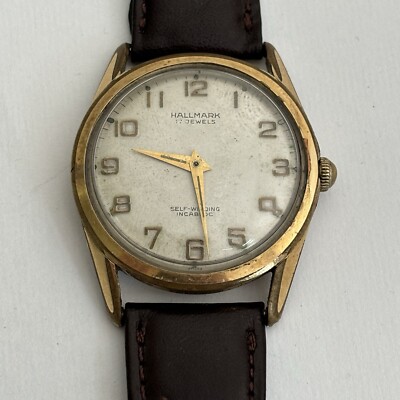 Vintage Hallmark Jewels Mens Wrist Watch Self Winding Incabloc Gold ...