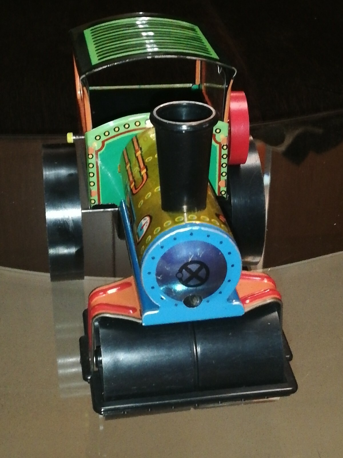 VINTAGE RARE MECHANICAL ROAD ROLLER Clock work WIND-UP TIN TOY.Steam ...