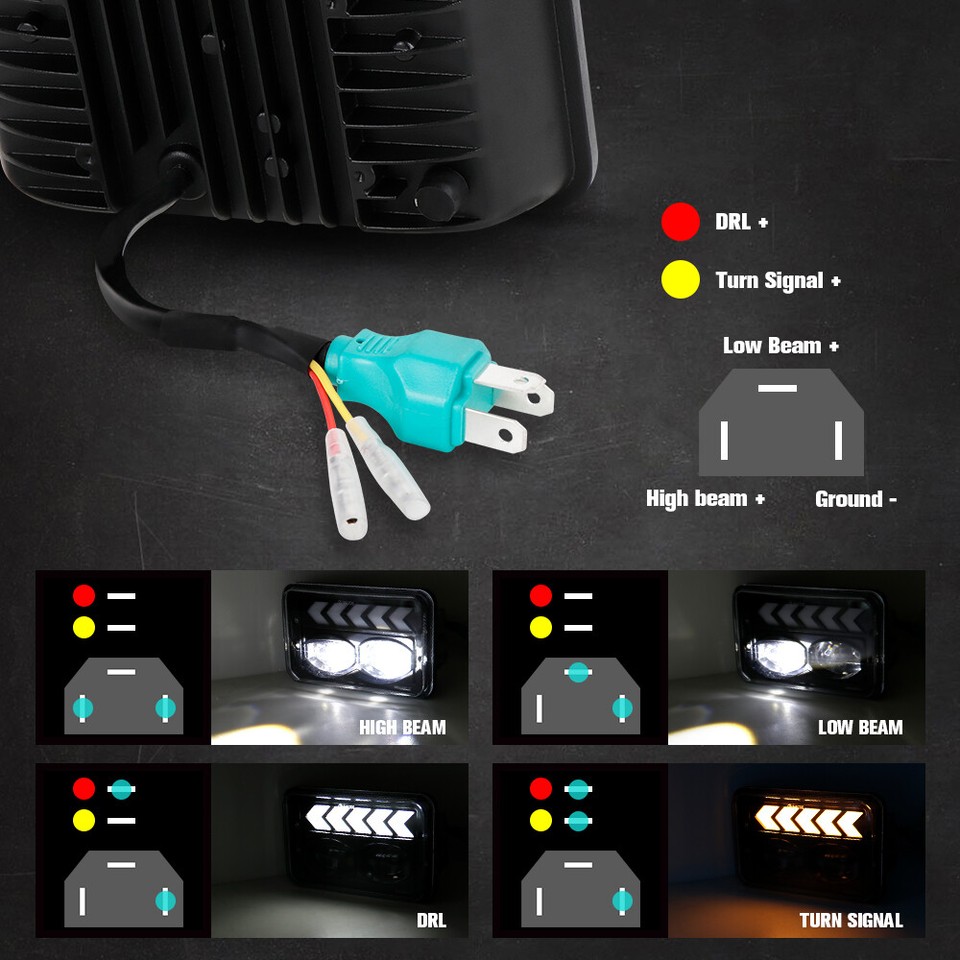 4x H4656 4x6" Led Headlight Hi/Lo Beam For 1980-1988 Oldsmobile Cutlass ...