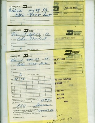 BURLINGTON NORTHERN RAILROAD TRAIN ORDERS (27) BRAINERD, MINNESOTA ALL ...