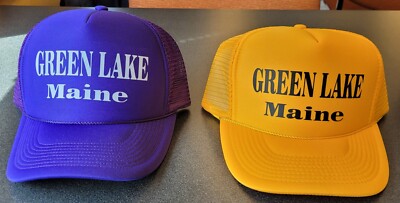 Maine Green Lake Hats One Purple And One Yellow Adjustable Cap | eBay