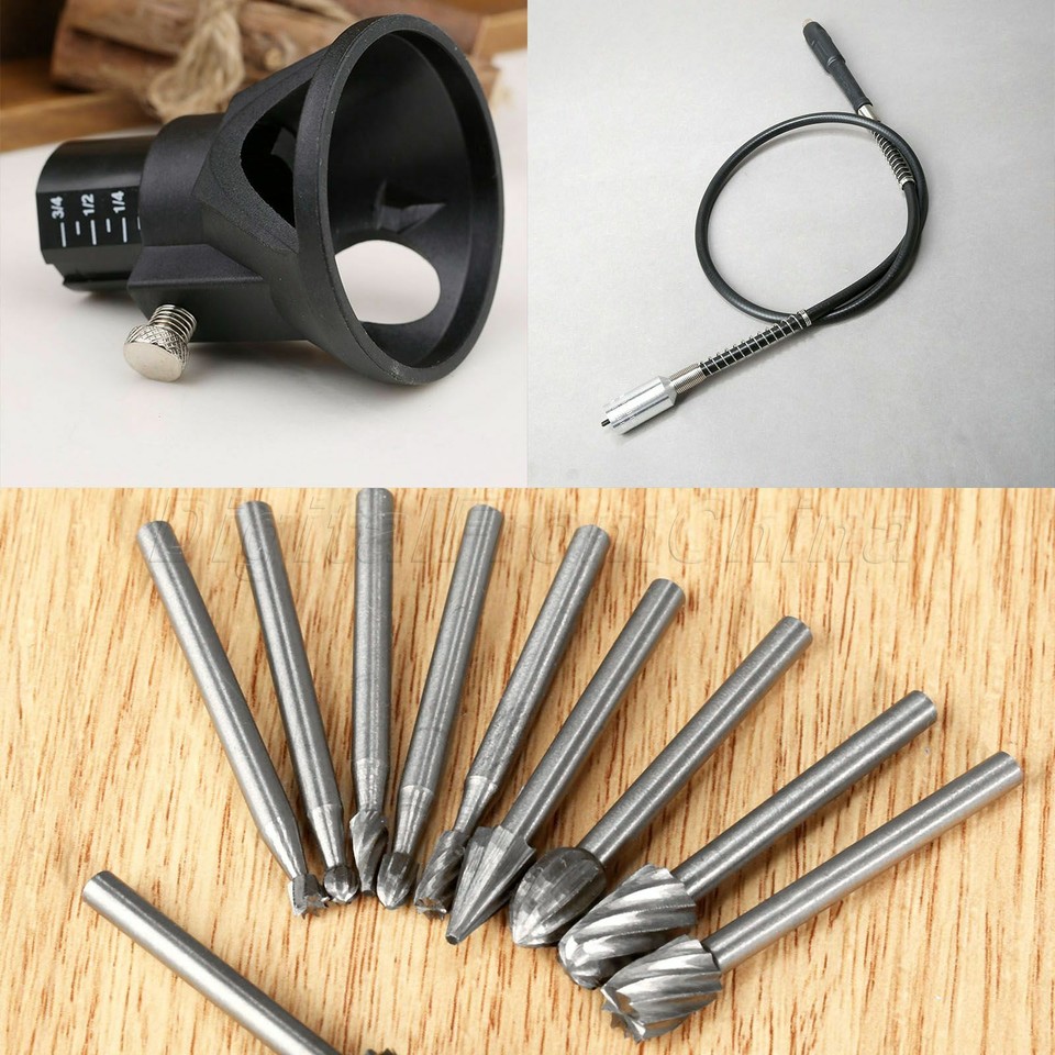 12pcs/set Drill Bits & Flexible Shaft Rotary Tool Kit Grinder Grinding ...