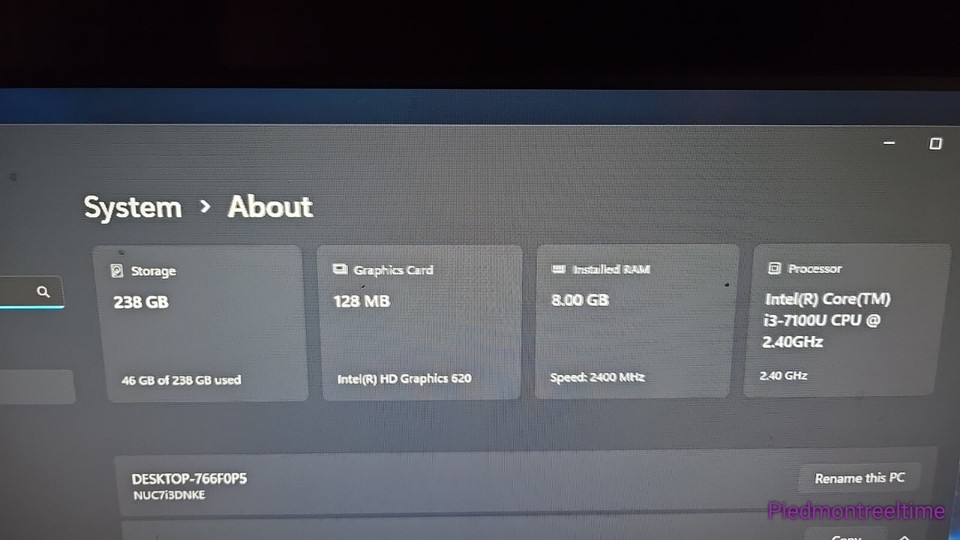 Intel NUC7i3BNK Intel Core i3 8GB RAM 256GB M.2 Mini NUC PC Windows 11 ...