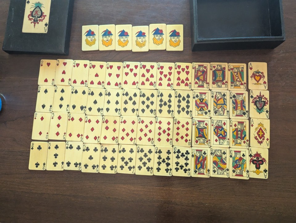 Antique Playing Card Wooden Box Playing Card Vintage Tiles Celluloid ...