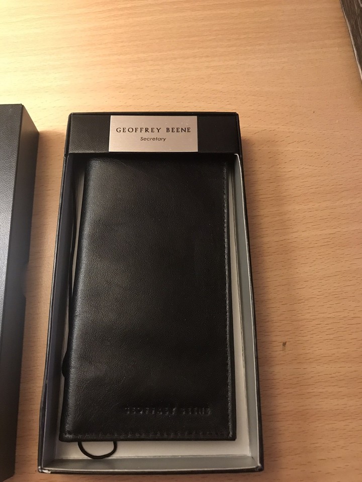 Geoffrey Beene Black Leather Secretary Long Wallet In Black Leather | eBay