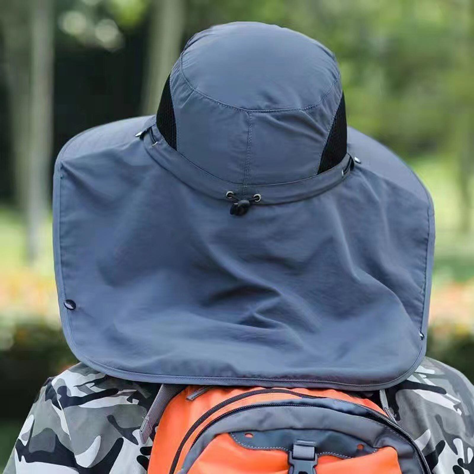 Outdoor UV Protection Cover Sun Hat Face Neck Flap Cap Wide Brim Beach ...