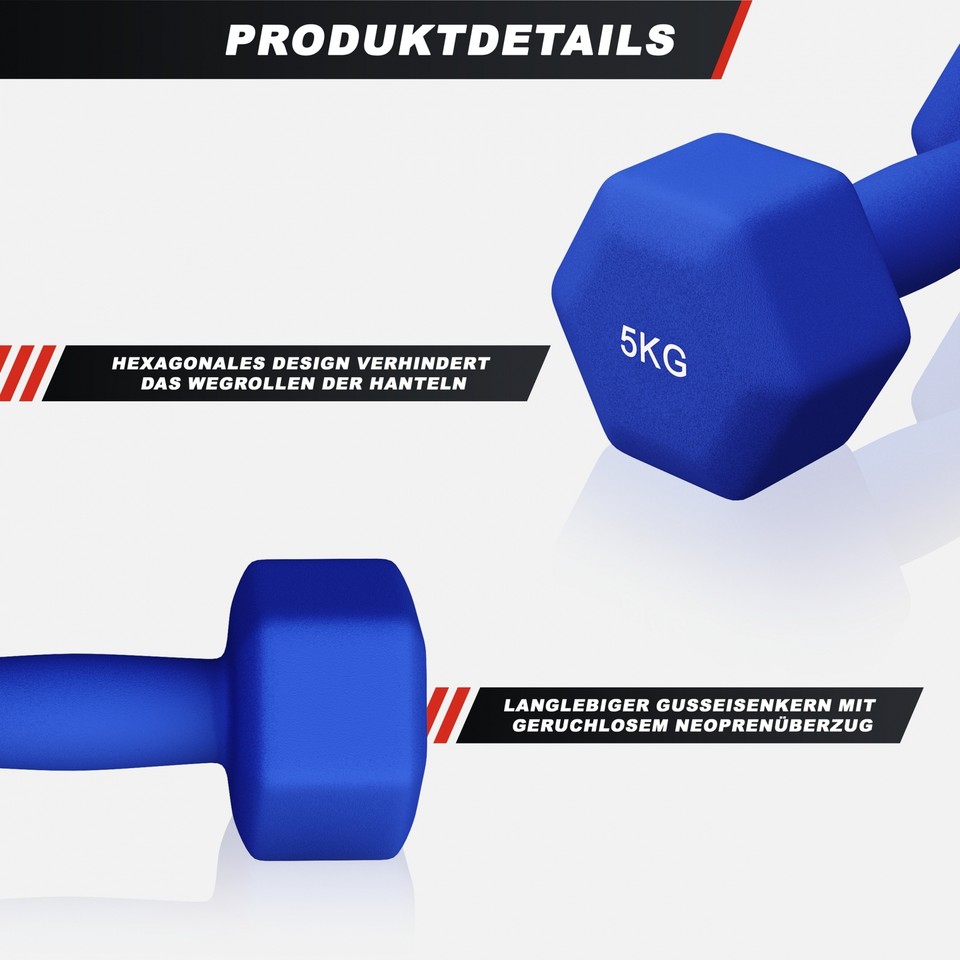 GORILLA SPORTS® Kurzhanteln 2er Set Neopren Hanteln Gewichte Gymnastik ...