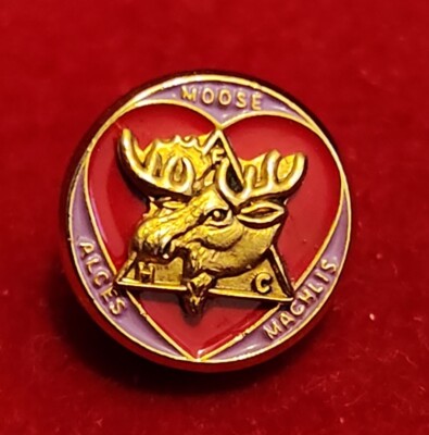 Loyal Order Of Moose Lapel Pin - Womens, Brass, Red Enamel Heart ...