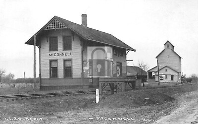 Railroad Train Station Depot McConnell Illinois IL Reprint Postcard | eBay
