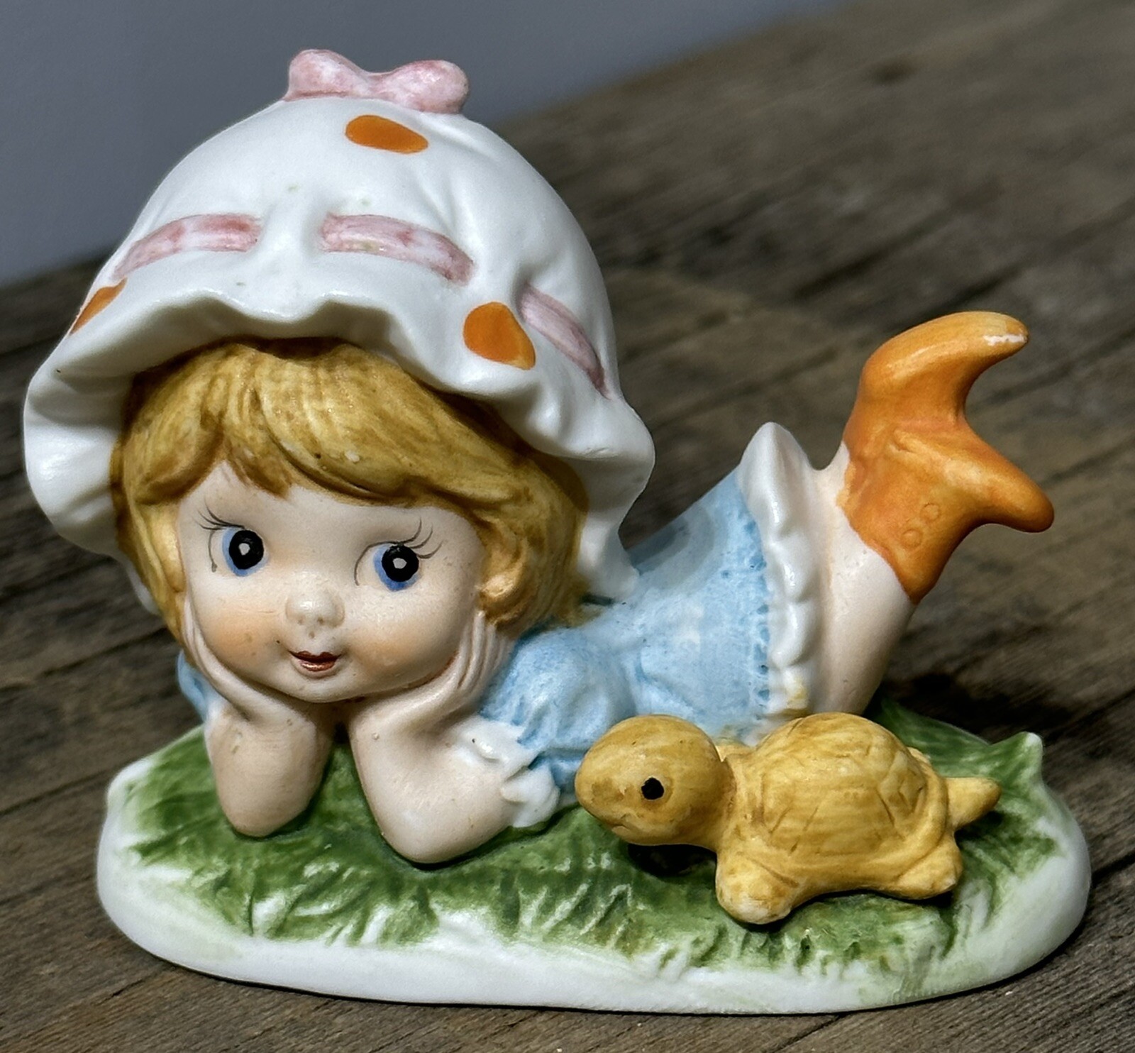 Vintage Lefton Hand Painted Girl Bonnet Turtle Figurine #869 | eBay