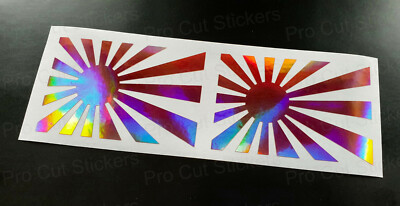 Rising Sun JDM Flags Pink Rose Gold Neo Hologram Chrome Vinyl Stickers ...