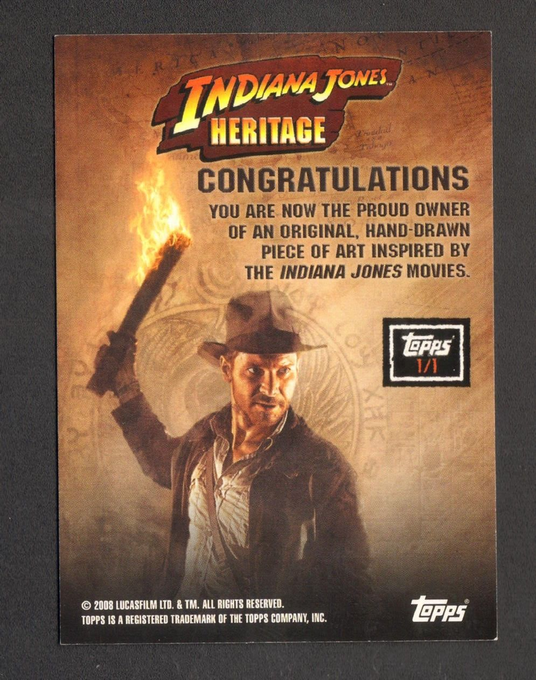 INDIANA JONES HERITAGE SKETCH ART CARD BY MARK PROPST 1/1 TOPPS 2008 | eBay